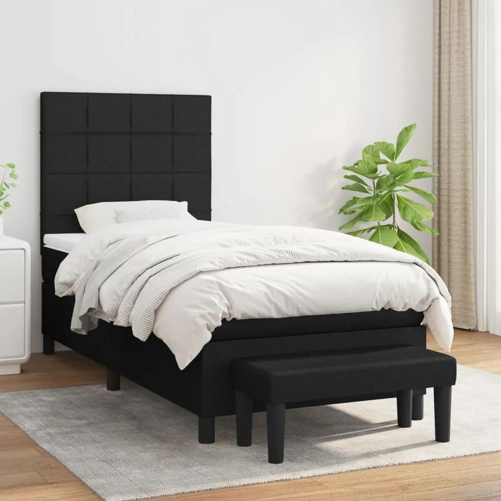 vidaXL Box spring postel s matrací 90x200 cm textil [3136565] Barva: tmavě hnědá