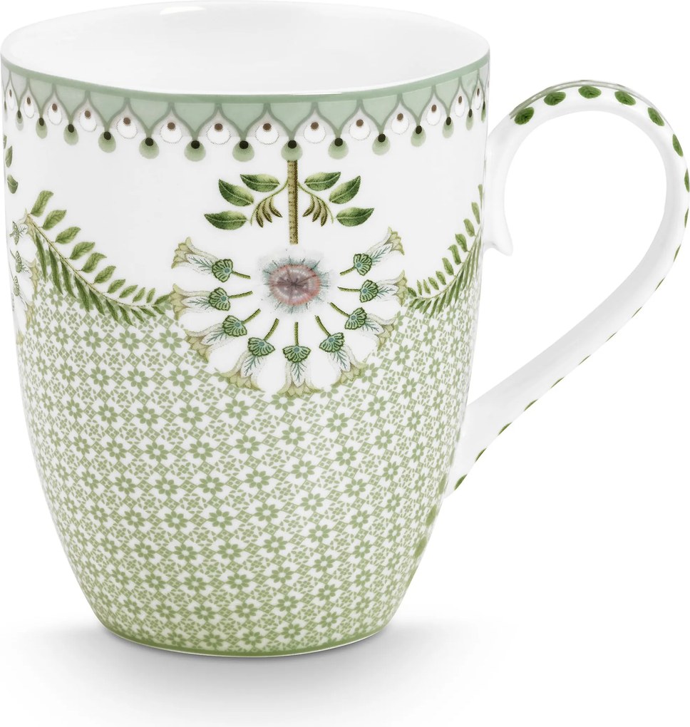 Pip Studio Lily & Lotus hrnek 350ml, zelený (Porcelánový hrnek)