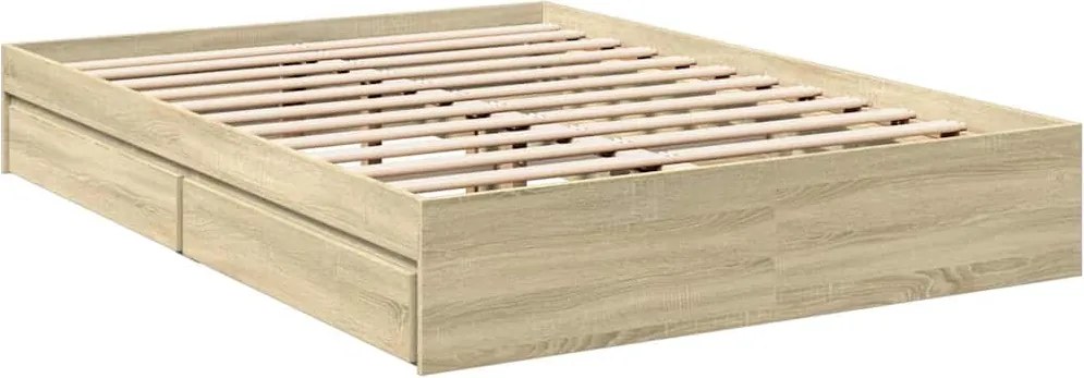 Rám postele se zásuvkami dub sonoma 135x190 cm kompozitní dřevo 3280694