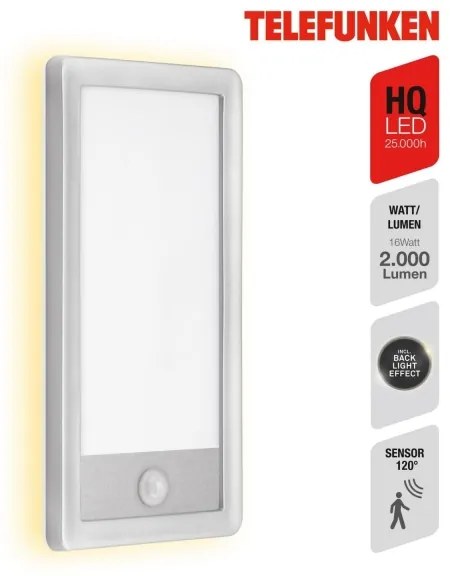 Telefunken 313904TF-LED Venkovní nástěnné svítidlo se senzorem LED/16W/230V IP44