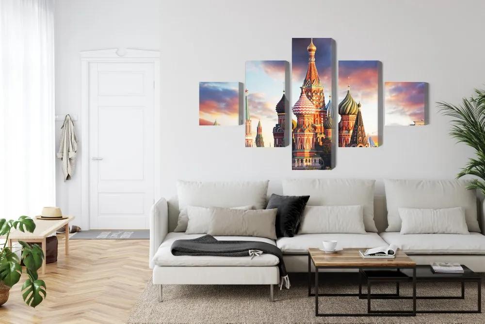 Vícedílný obraz Pohled Z Moskvy Na Rudé Náměstí A Katedrálu Nedostatek Nedostatek Plátno Canvas 200x120