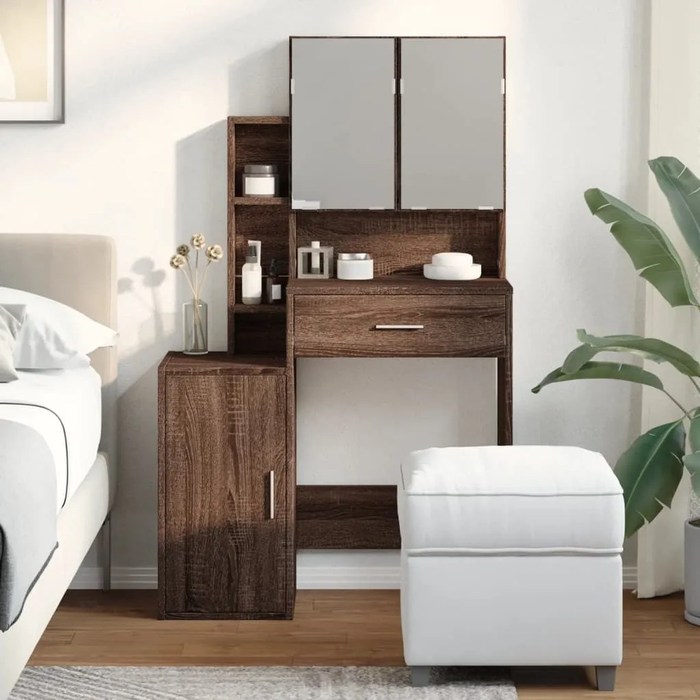 vidaXL Toaletní stolek se skříňkou 80 x 35 x 132 cm [848235] Barva: šedá sonoma