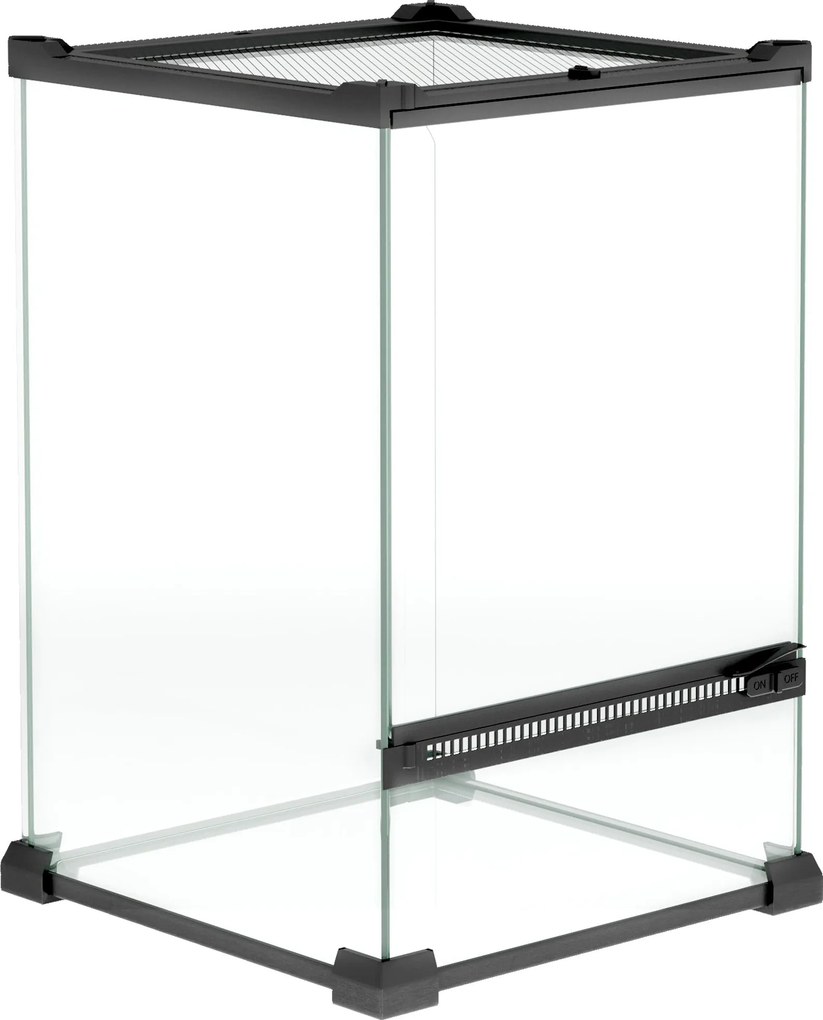 PawHut Skleněný terárium pro plazy Vivarium 12 L Box pro plazy S chladící síťovinou, pro žáby, hady, želvy, 20 x 30 cm, Černé
