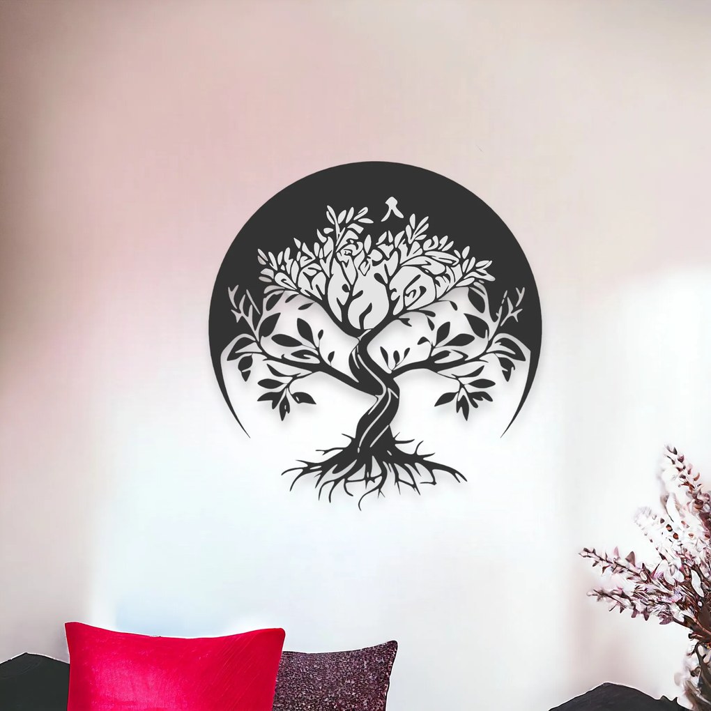 Strom života 15 - kovový obraz na zeď Velikost: 50cm, Barva: Black