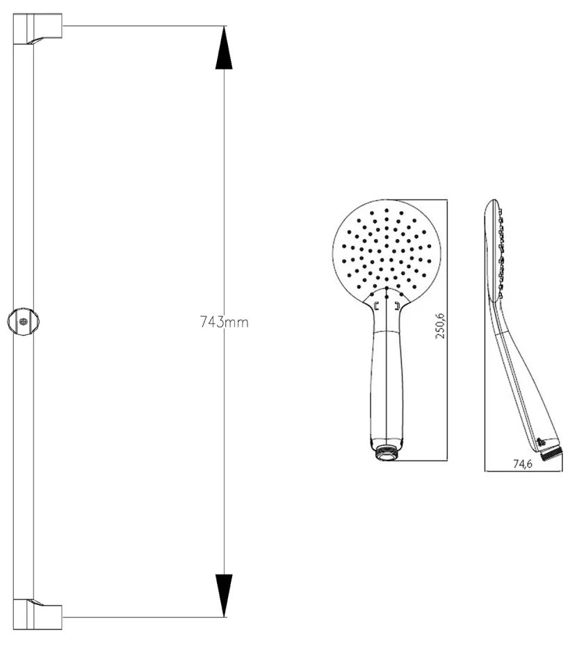 Sapho WANDA sprchová souprava s mýdlenkou, posuvný držák, 790mm, hadice 1500mm, chrom 1202-27