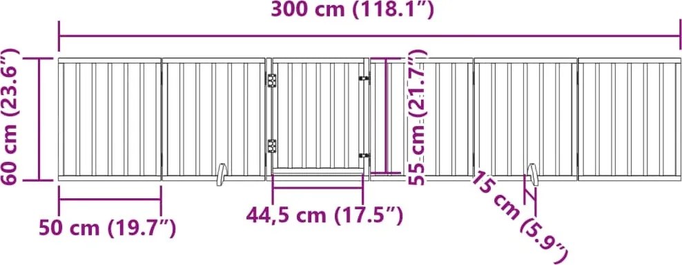 vidaXL Zábrana pro psy s dvířky skládací 6 panelů 300 cm topol [352173] Barva: Přírodní