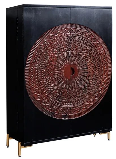 Massive home | Černá designová barová komoda Black Mandala 140cm 41106