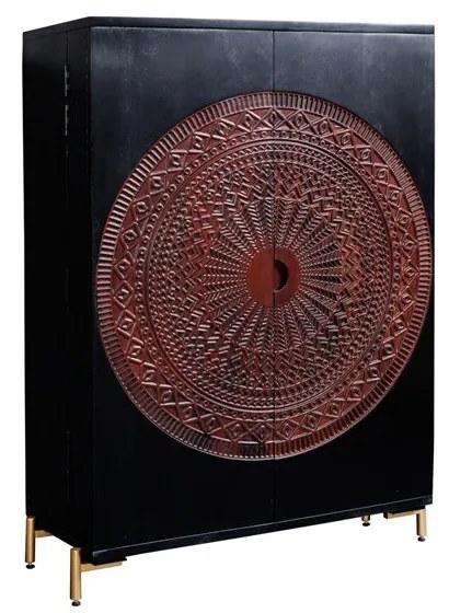 Massive home | Černá designová barová komoda Black Mandala 140cm