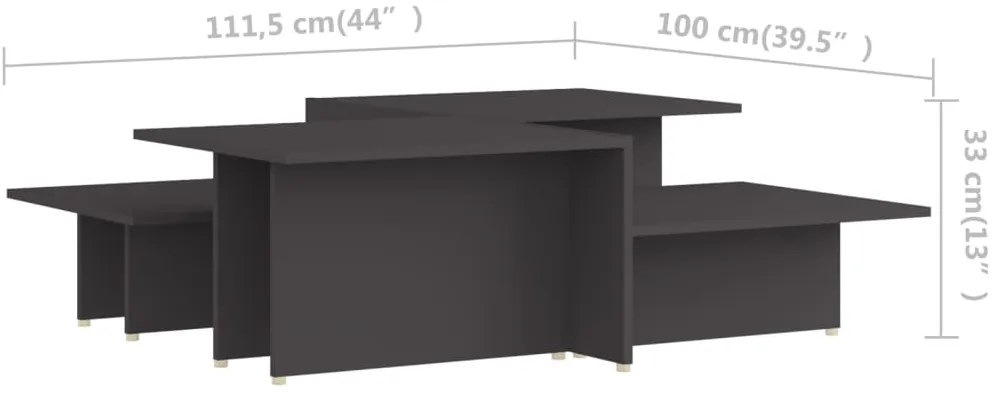 vidaXL Marketos Konferenční stolky 2 ks šedé 111,5 x 50 x 33 cm dřevotříska