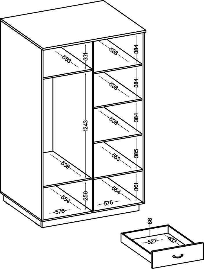 FLAWIA | šatní skříň 2D2S | 120 cm | Stilo ab | artisan/bílá