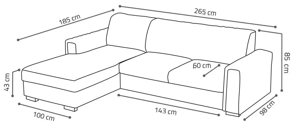 Sedací souprava ROMA | 185x265 cm | rozkládací + úložný prostor | hnědá