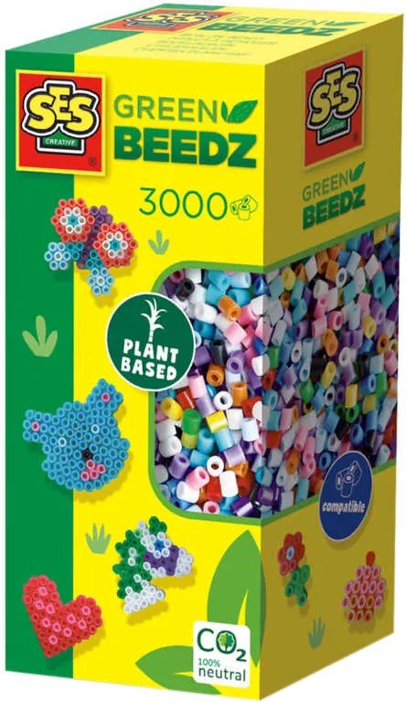 SES CREATIVE Zažehlovací korálky Green Beedz set 3000ks barevný mix Eco 04604