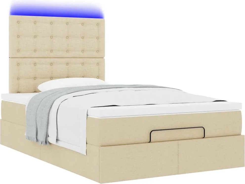 Osmanský rám postele s matrací krémově 120x200cm textil 3314167