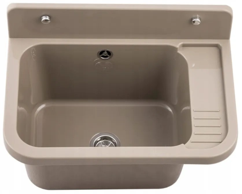 Sink Quality Universe, univerzální plastová výlevka 50x34x31 cm + sifon, 1-komorová, béžová, SKQ-KGK50-B
