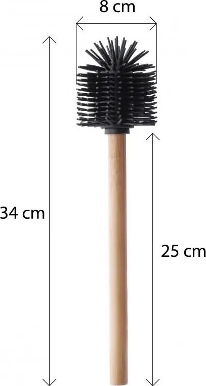 Erga Bambo, WC kartáč se silikonovou hlavou a bambusovou rukojetí, 34 cm, černá/bambus, ERG-YKA-V.WCZ BAMBO-SILKA