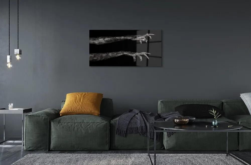 Obraz na skle Černé pozadí špinavé ruce 120x60 cm