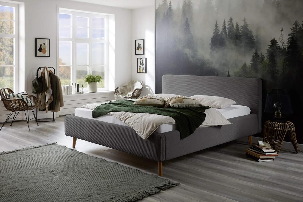 Čalouněná postel taupe 140 x 200 cm manšestr šedá MUZZA