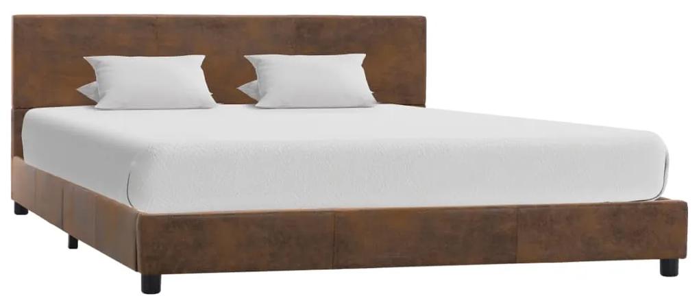 Rám postele hnědý umělá broušená kůže 120 x 200 cm - Default Title