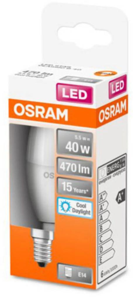 OSRAM Classic B LED žárovka E14 4,9W 6 500 K matná