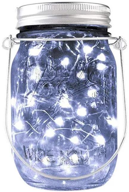 Bezdoteku LEDSolar solární závěsná vánoční sklenice s řetězem studená bílá 1 ks, iPRO, 1W, studená bílá