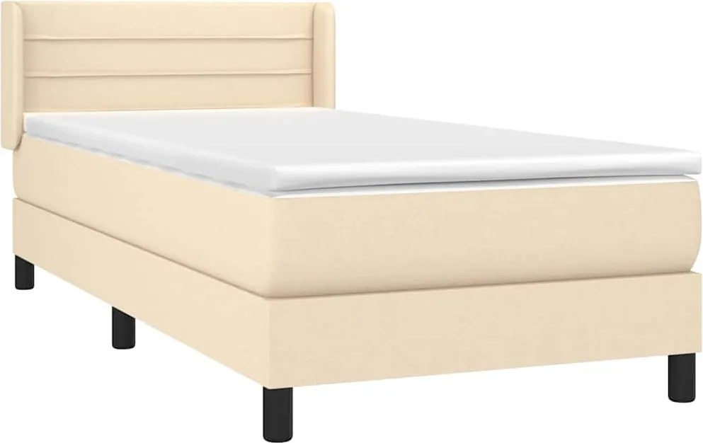Box spring postel s matrací krémová 90x190 cm textil 3129758