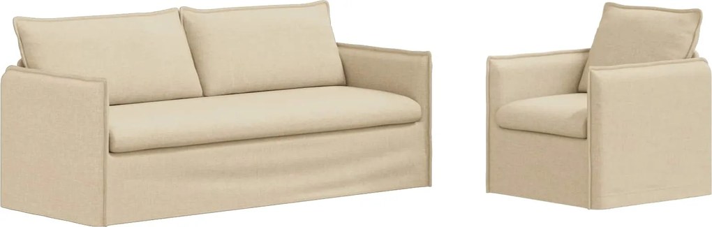 Set pohovek 2 ks Krémová Textil 3407616