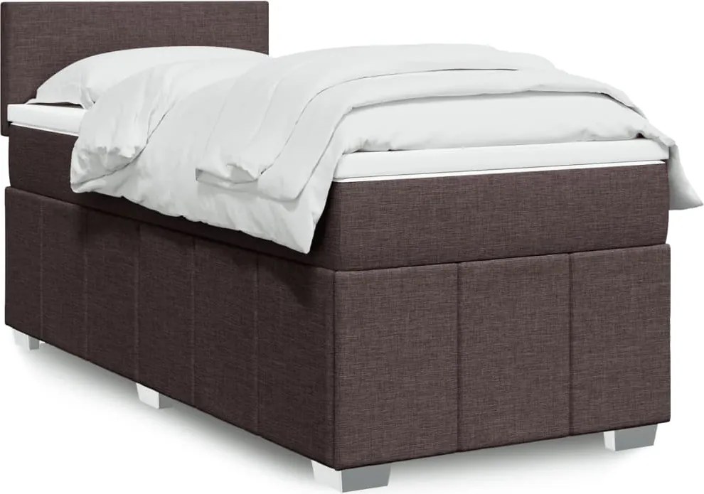 Box spring postel s matrací tmavě hnědá 90x200 cm textil 3289247