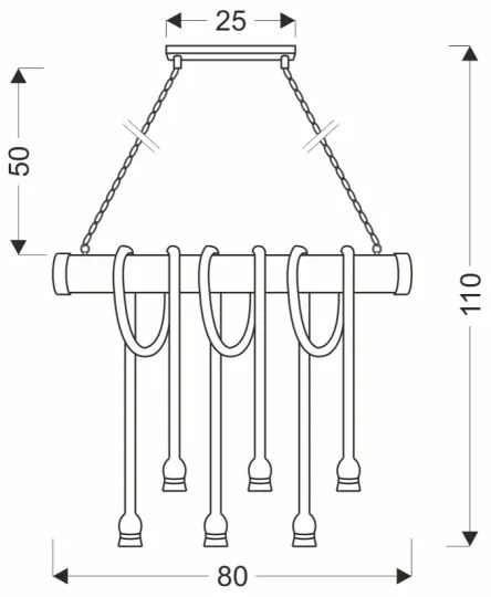 Lustr na řetězu VINT 6xE27/40W/230V bambus
