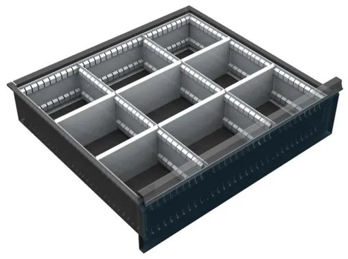 Organizér nářadí do zásuvky skříní KOVOS se šířkou 720 mm, 9 přihrádek, 150 - 240 mm