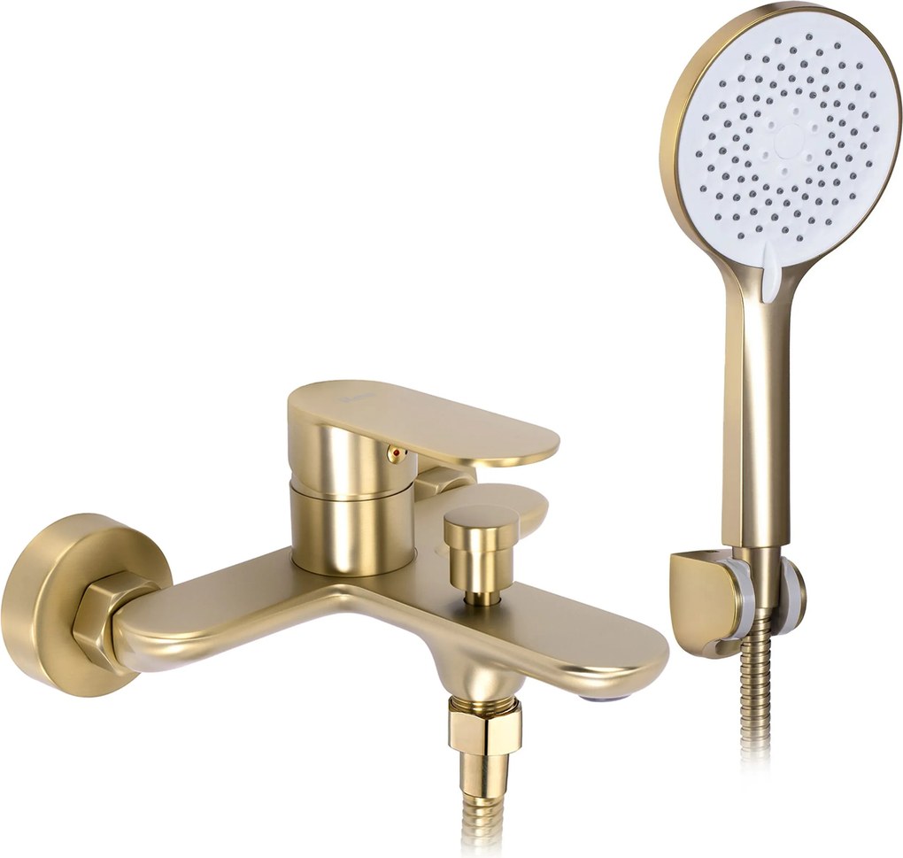 Rea Drop, vanová baterie s ruční sprchovou soupravou, 150 mm, zlatá matná, REA-B6399