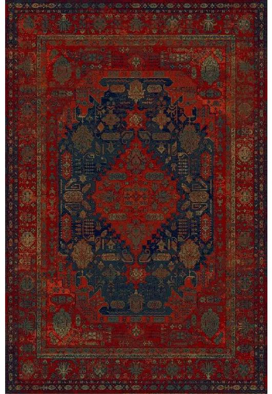 Kusový koberec vlněný Dywilan Omega Harun Navy Červený Rozměr: 235x350 cm