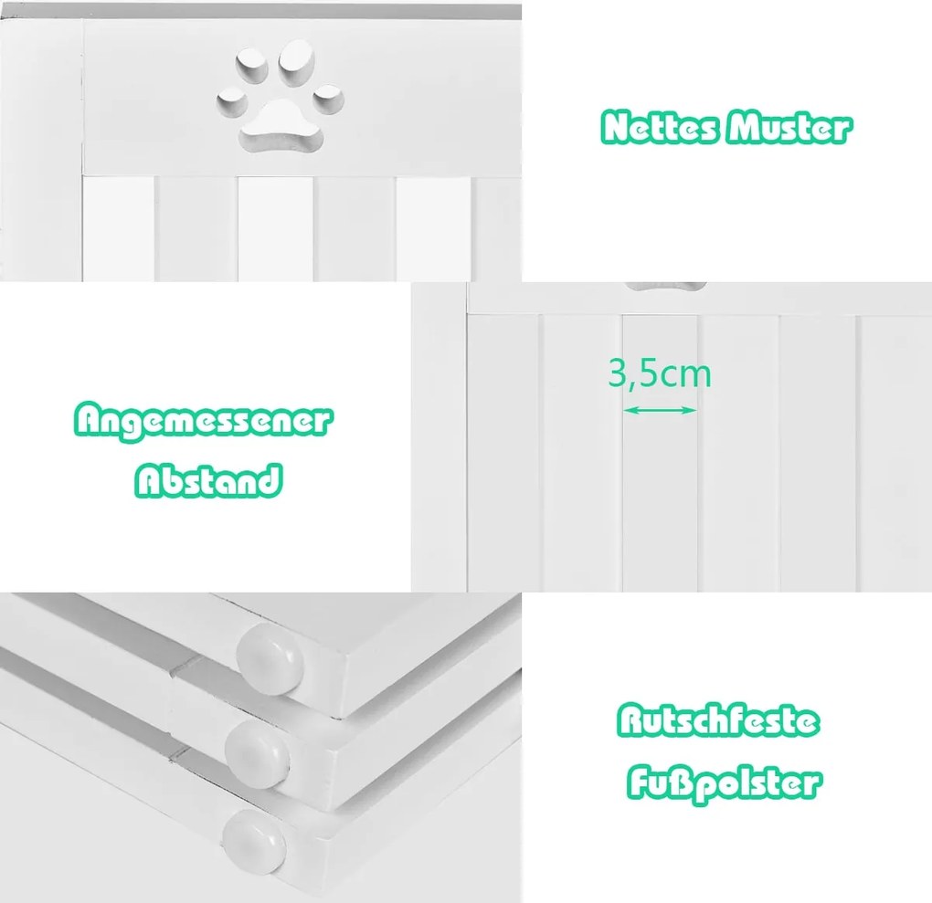 Costway Bariéra pes ochranná branka dřevěná skládací schodišťová brána 60 cm