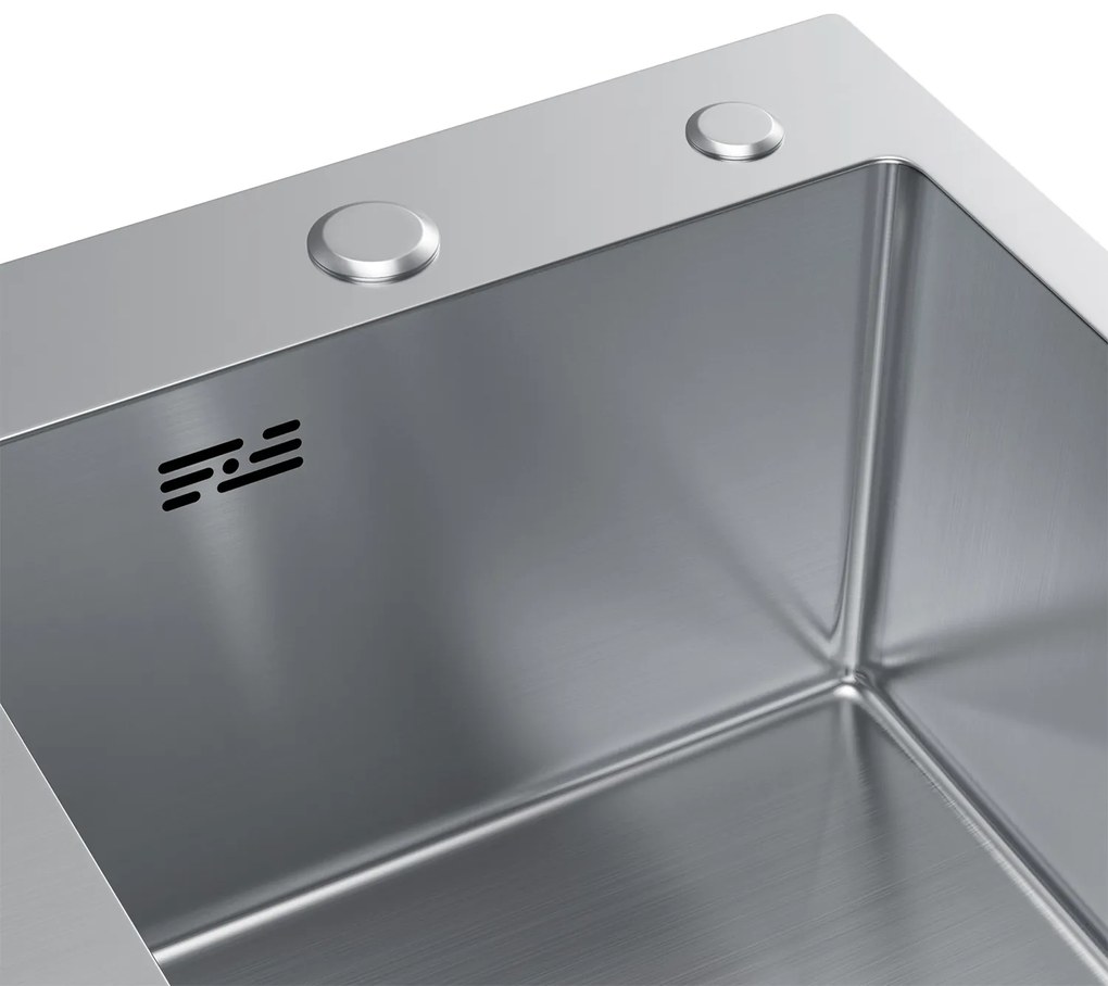 Erga HD, 1-komorový ocelový dřez 580x480x210 mm, pravý, ocelová, ERG-MLS-HD5848R