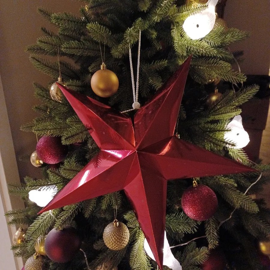 Vánoční papírová hvězda do okna 45 cm, 5cípá, červená