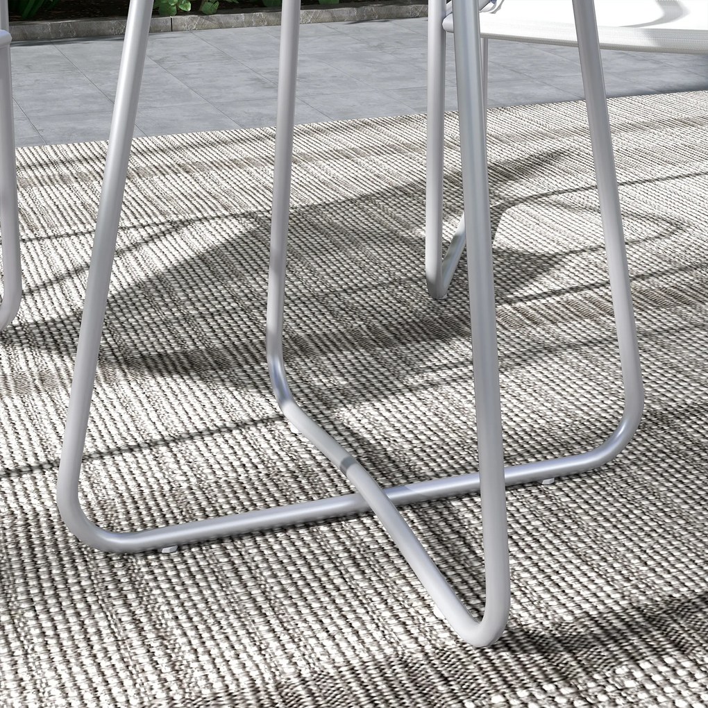 3dílná sada zahradního nábytku, 2 židle s prodyšným látkovým potahem, 1 kulatý stůl Ø60 cm, světle šedá barva