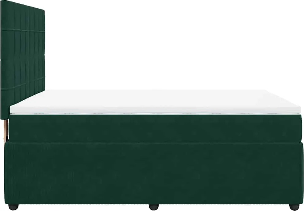 Box spring postel s matrací tmavě zelená 160x200 cm samet 3292385