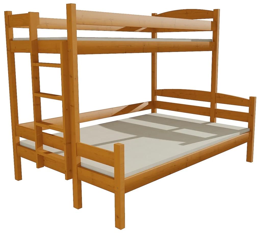 Patrová postel s rozšířeným spodním lůžkem PPS 001 90/140 x 200 cm - olše