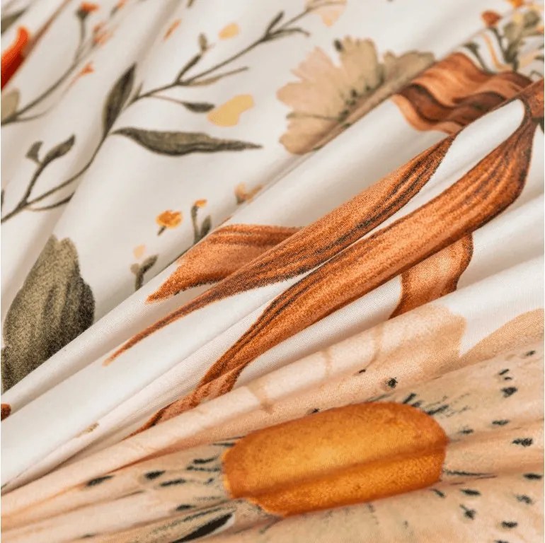 Polybavlněné povlečení FLORAL RIBBON POLY krémové Rozměr povlečení: 70 x 90 cm | 140 x 220 cm
