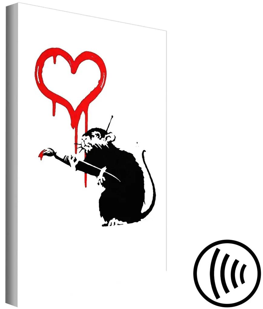 Obraz Láskyplná krysa (1-dílný) svislý - street art krysy jako malíře srdcí