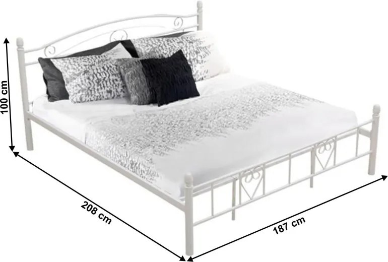 Postel kovová s lamelovým roštem, 180x200, bílá, BRITA NEW Kondela 0000352192