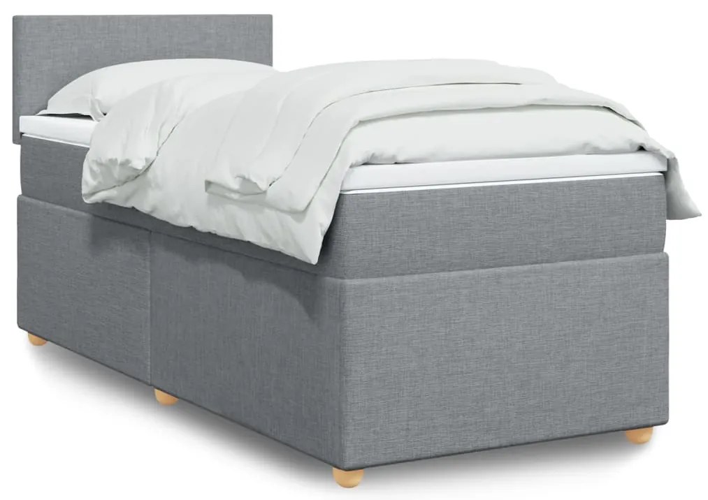 Box spring postel s matrací světle šedá 90x190 cm textil
