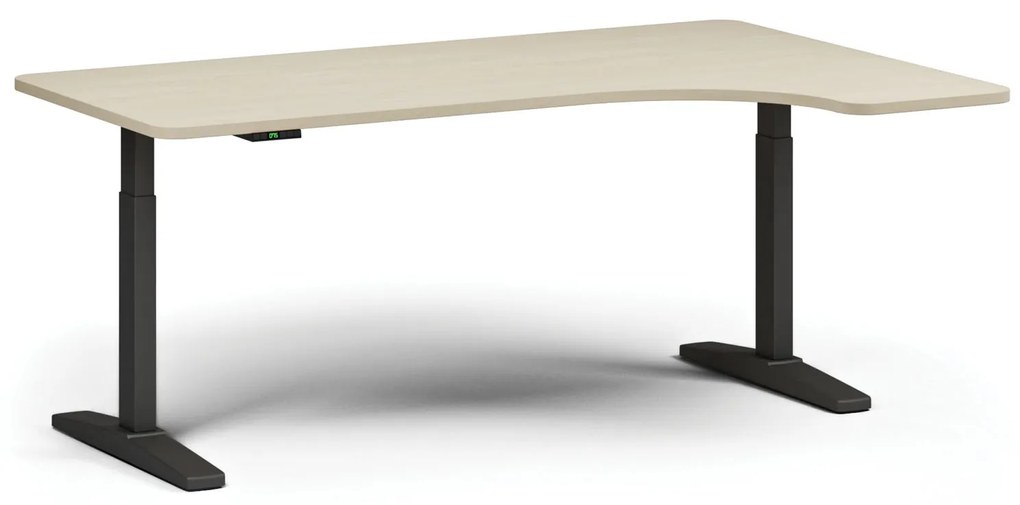 Výškově nastavitelný stůl, elektrický, 675-1325 mm, levý/pravý, deska 1800x1200 mm, černá podnož, ořech