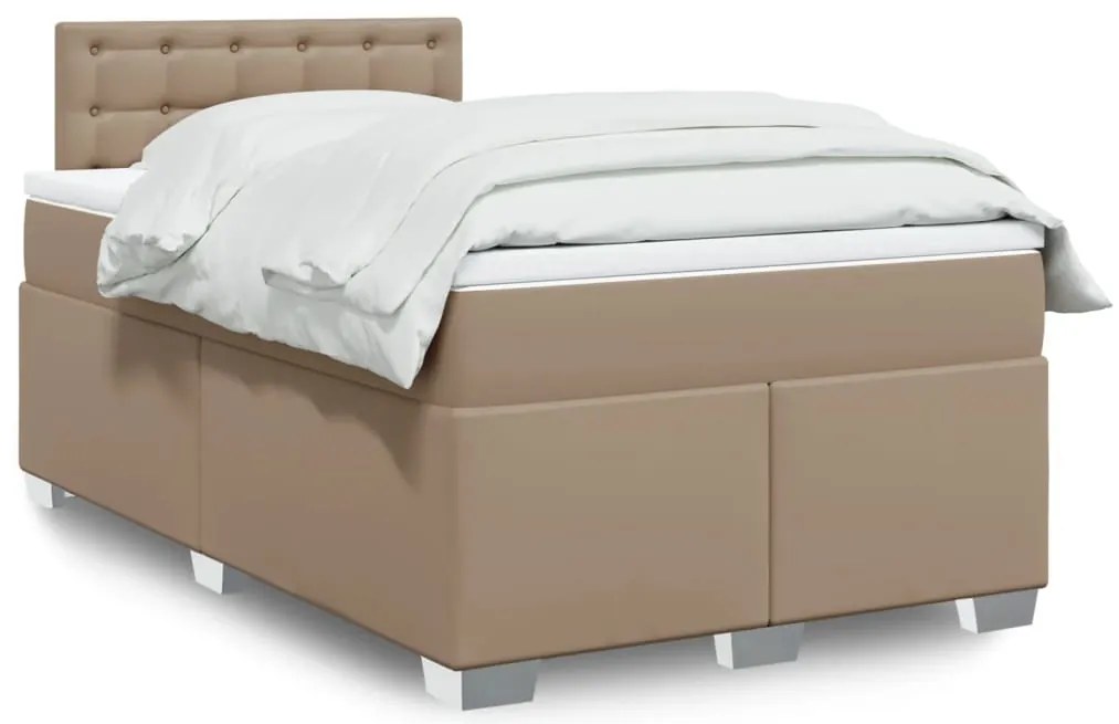 Box spring postel s matrací cappuccino 120x200 cm umělá kůže