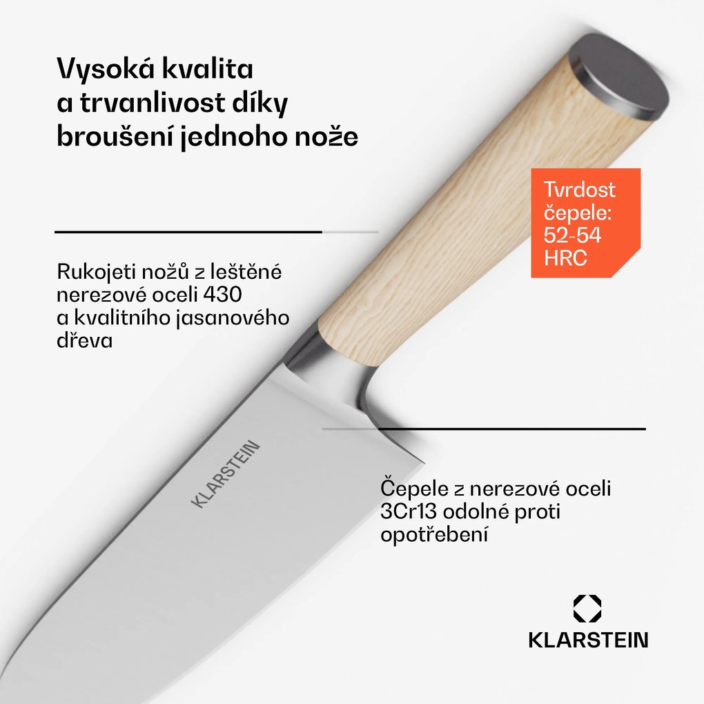 Klarstein Shibui sada nožů na sushi, 15 dílů, 4 nože s praktickým příslušenstvím