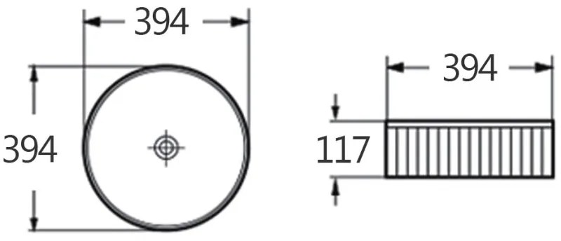 Mexen Grovo, rýhované umyvadlo na desku 39 × 39 cm, černá matná, 22303985