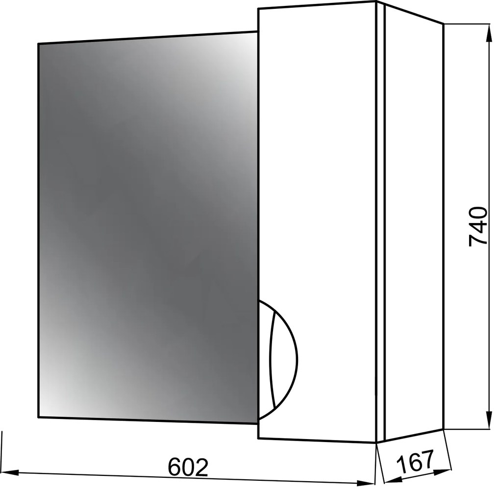 Lavedo Oscaro 60 závěsná koupelnová skříňka se zrcadlem Orientace: Pravá