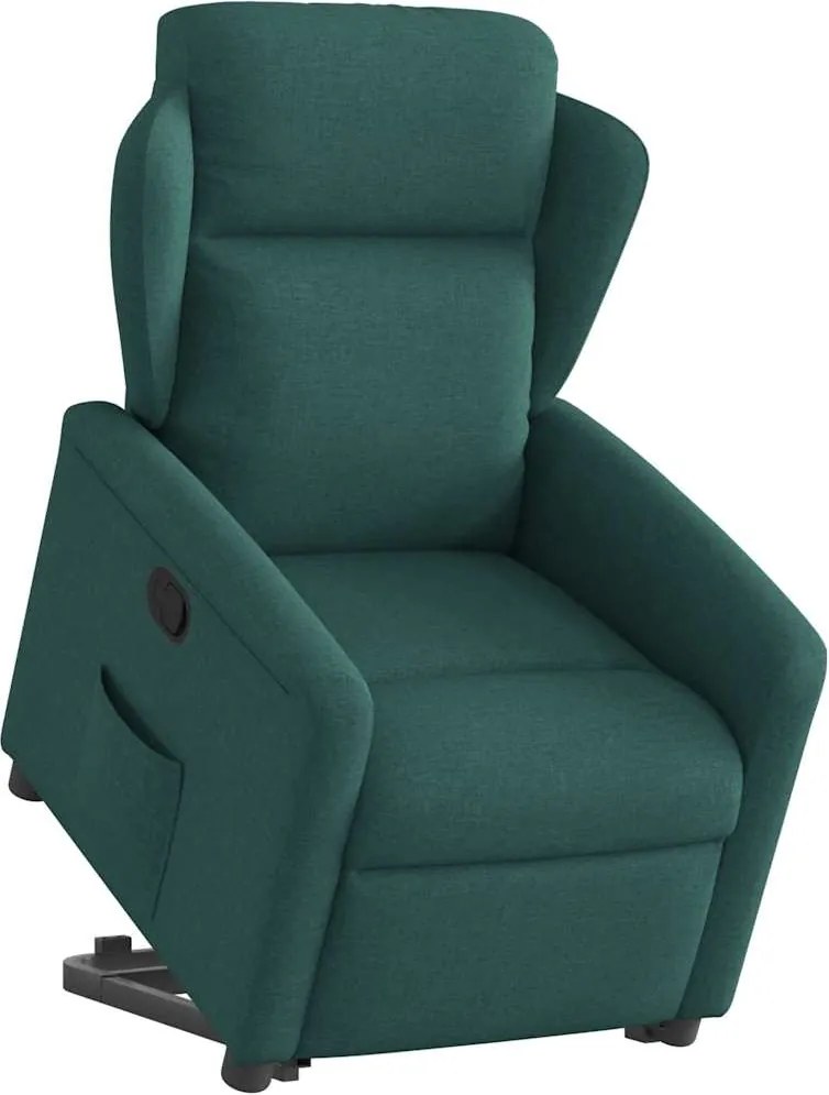 Zvedací polohovací křeslo tmavě zelené textil 3303140
