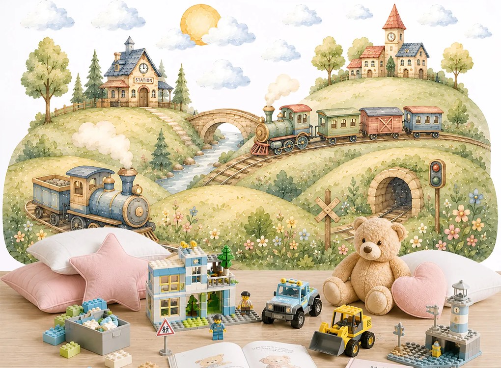 Kopečkov Vláčkov samolepky na zeď pro kluky arch 100 x 54 cm