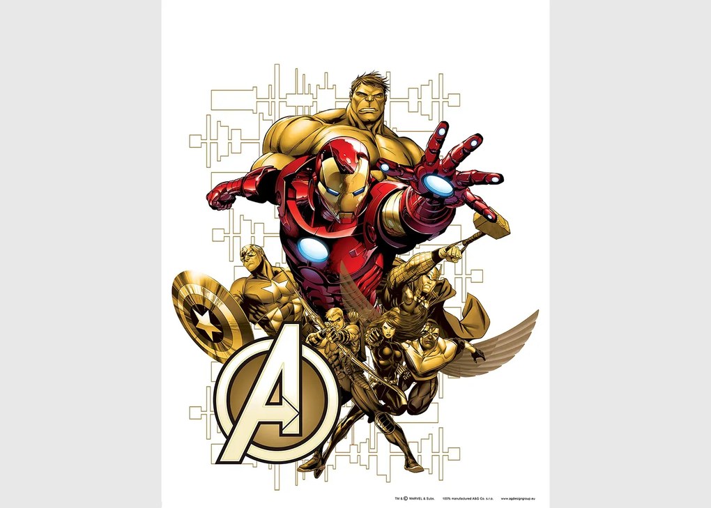Dětská samolepka na zeď Marvel Avengers Zlatá Edice, Disney | 65 x 85 cm | DDK1718