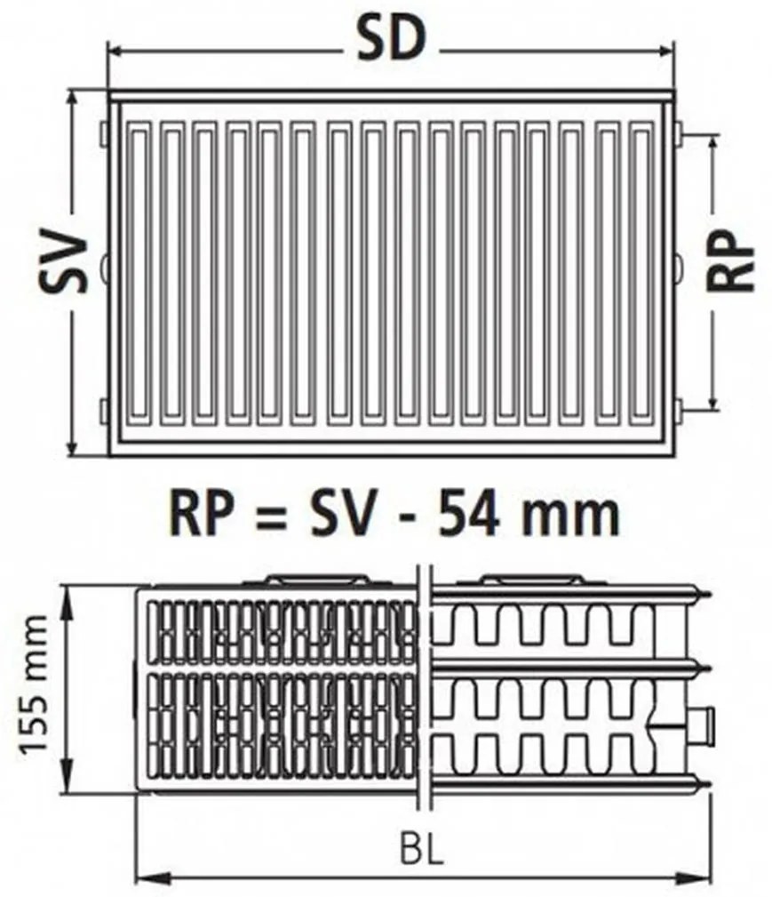 Kermi Therm X2 Profil-kompakt deskový radiátor 33 300 / 1200 FK0330312